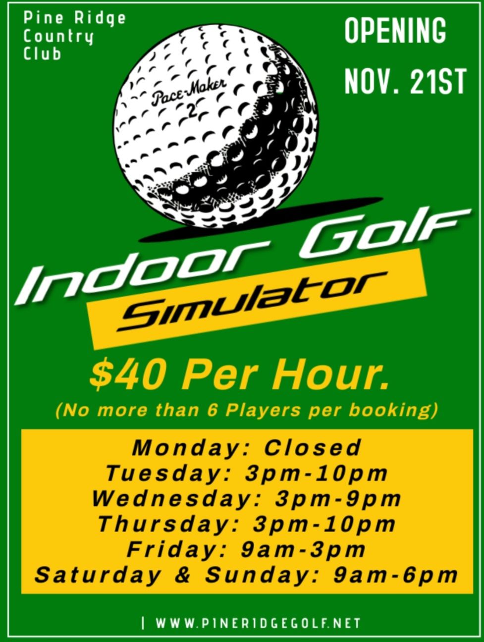 INDOOR GOLF SIMULATORS - NOW OPEN! Sign-up for Winter Simulator League ...